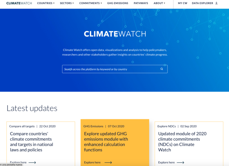 Climate Watch – Data for Climate Action – Knowledge Sharing Platform